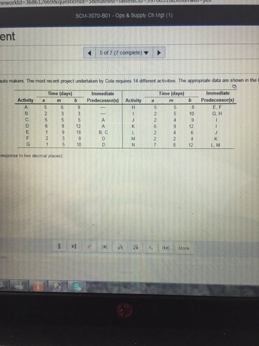 Solved 1- the expected completion time of the project = | Chegg.com