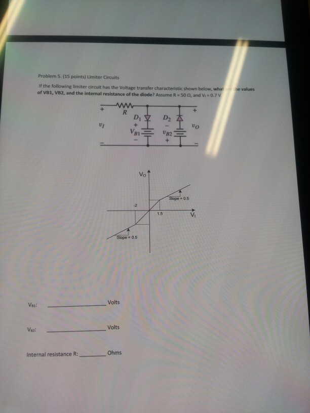 Solved If the following limiter circuit has the Voltage | Chegg.com