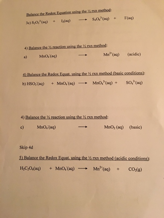 Solved Experiment 8: REDOX Reactions (Part II) Name Date 1. | Chegg.com