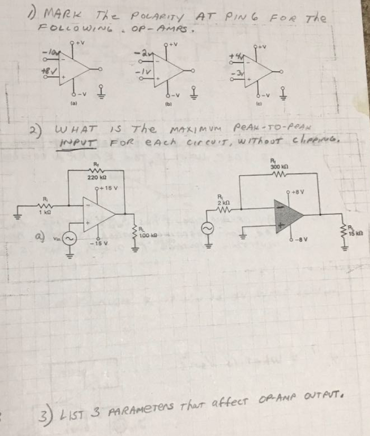Solved -3V la) Re 300 k) 220 ㏀ +15 V +8 V ㄢ a) kn -8 V -15 V | Chegg.com