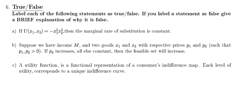 Solved True/False Label each of the following statements as | Chegg.com