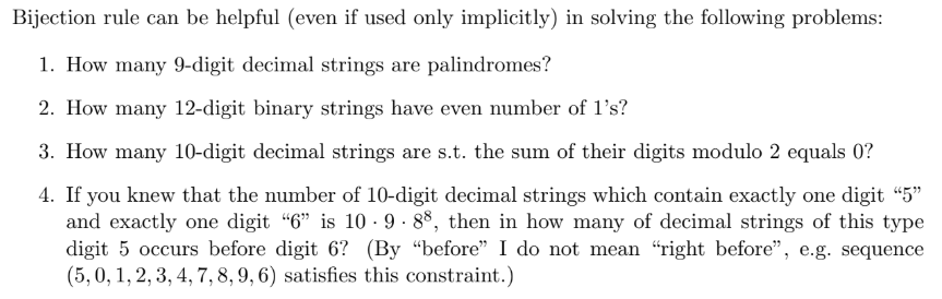 Solved Bijection rule can be helpful (even if used only | Chegg.com