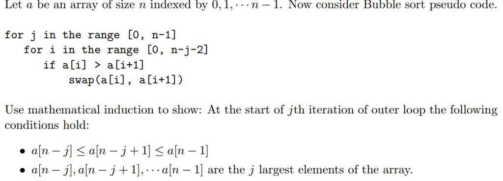 Solved Let a be an array of size n indexed by 0, 1, ... n | Chegg.com