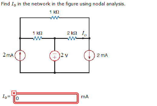 Solved Find I_o in the network in the figure using nodal | Chegg.com