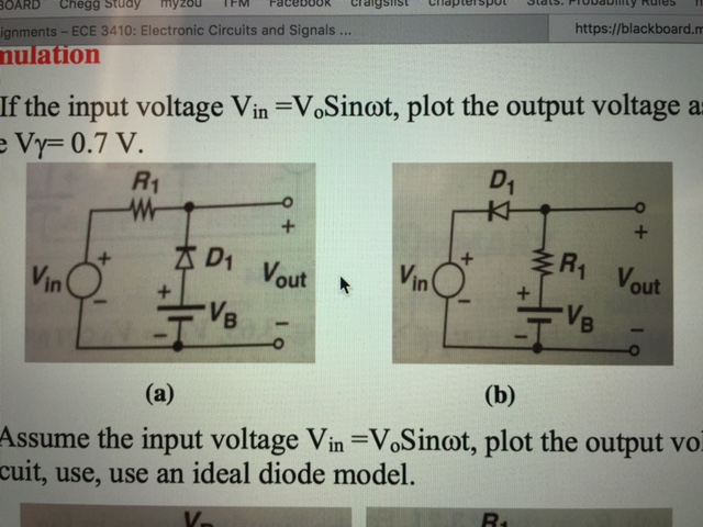 Solved 1) If the input voltage Vin =VoSin?t, plot the output | Chegg.com