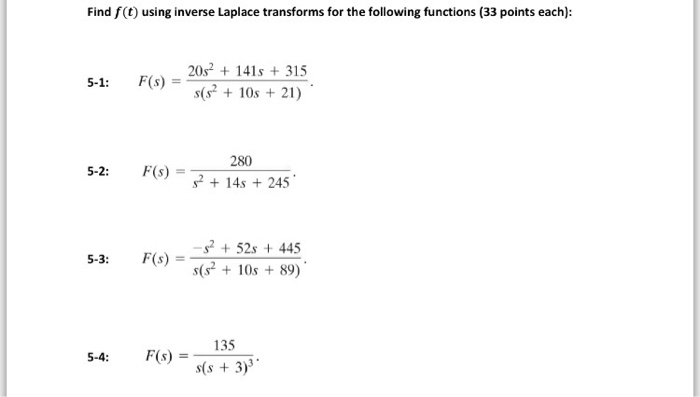 Solved Find f(t) using inverse Laplace transforms for the | Chegg.com