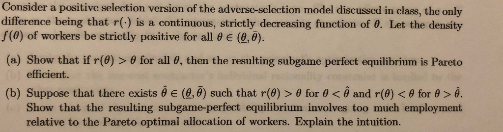 Consider a positive selection version of the | Chegg.com