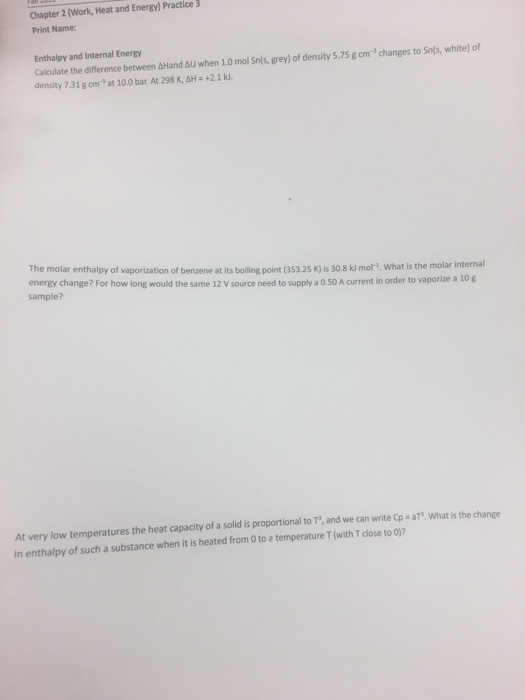 Solved Calculate the difference between Delta H and Delta U | Chegg.com