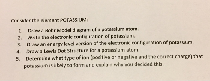 Solved Consider the element POTASSIUM: Draw a Bohr Model | Chegg.com
