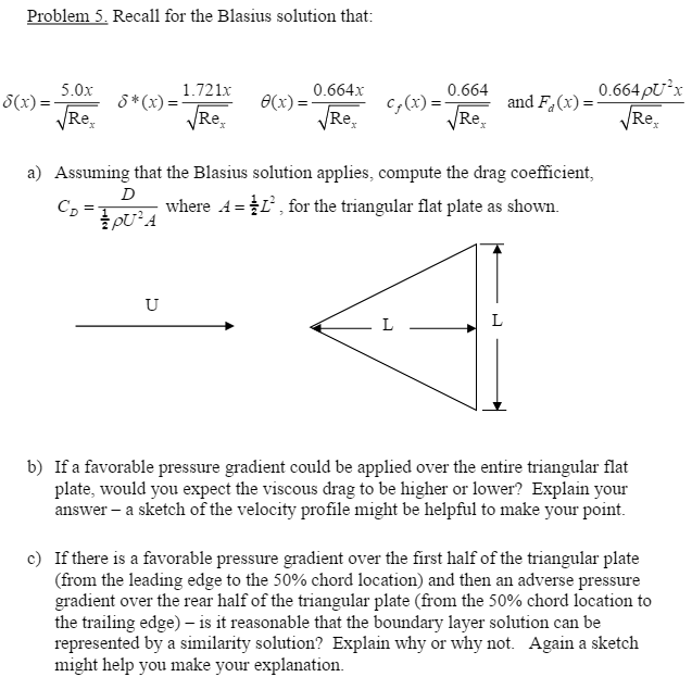 Recall for the Blasius solution that a) .Assuming | Chegg.com