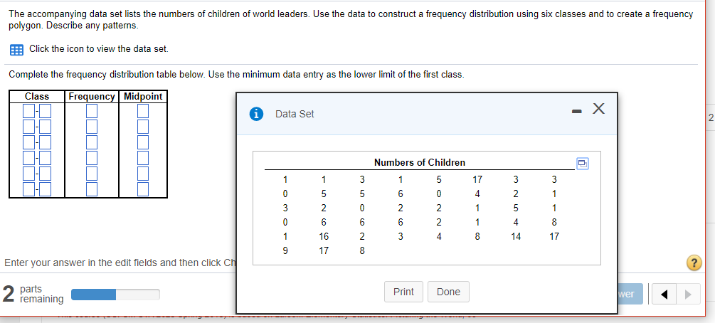 Solved The accompanying data set lists the numbers of | Chegg.com