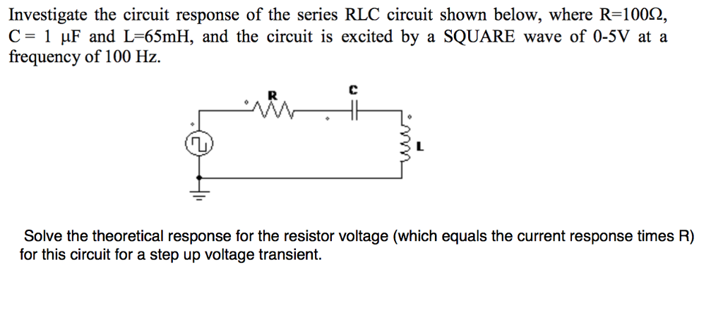 Solved Investigate the circuit response of the series RLC | Chegg.com