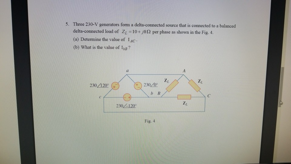 Solved 5. Three 230-V generators form a delta-connected | Chegg.com