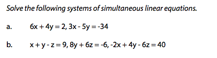Solved Solve the following systems of simultaneous linear | Chegg.com