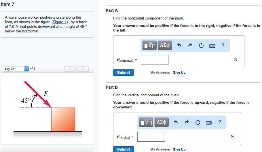Solved A warehouse worker pushes a crate along the floor, as | Chegg.com