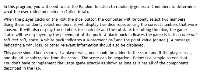 Solved Need a Visual Basic code (in Visual Studios), for the | Chegg.com