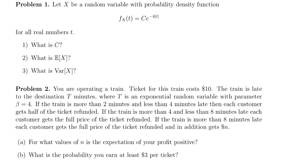 Solved Let X be a random variable with probability density | Chegg.com