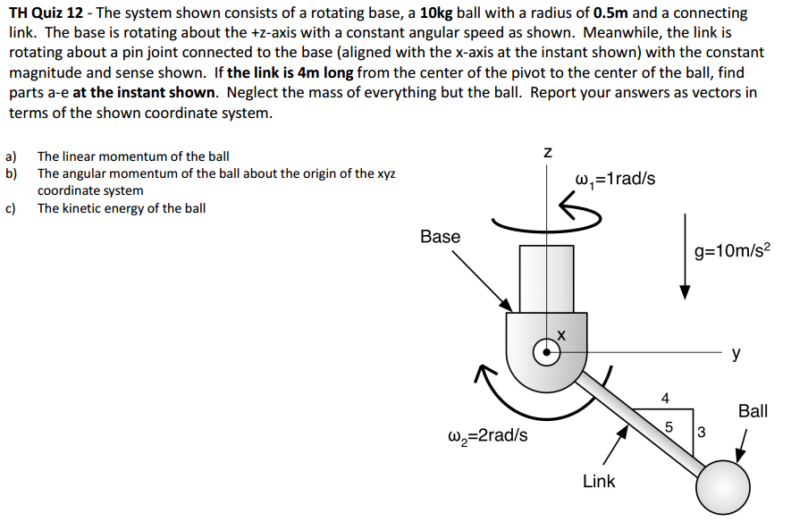 Solved The system shown consists of a rotating base, a 10kg | Chegg.com