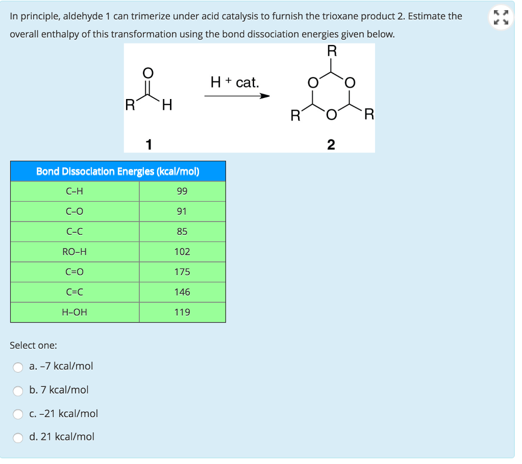 Solved In principle, aldehyde 1 can trimerize under acid | Chegg.com