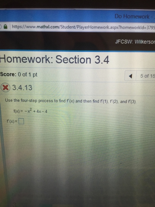 Solved Use the four-step process to find f(x) and then find | Chegg.com