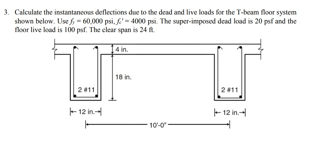 Solved Calculate the instantaneous deflections due to the | Chegg.com