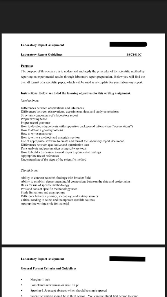 Laboratory Report Assignment Laboratory Report | Chegg.com