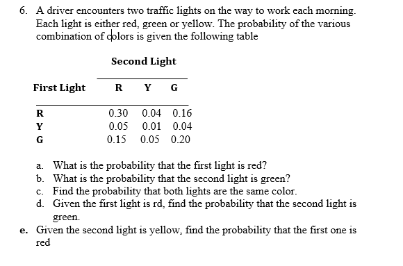 Solved 6. A driver encounters two traffic lights on the way | Chegg.com