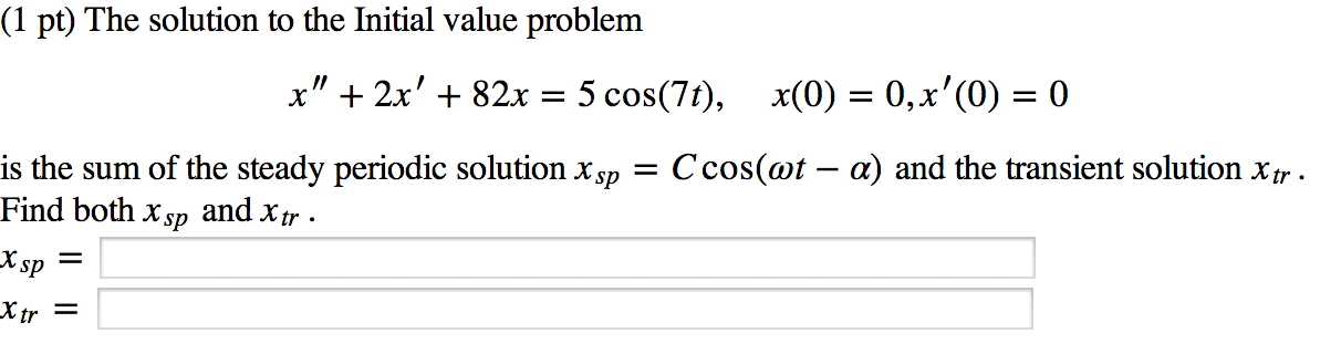 Solved The solution to the Initial value problem is the sum | Chegg.com