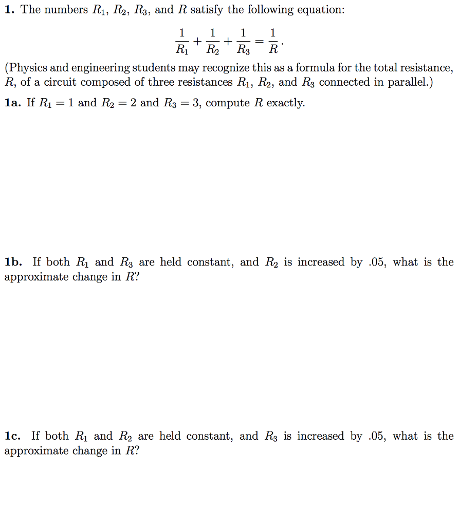 Solved 1. The numbers R1, R2, R3, and R satisfy the | Chegg.com