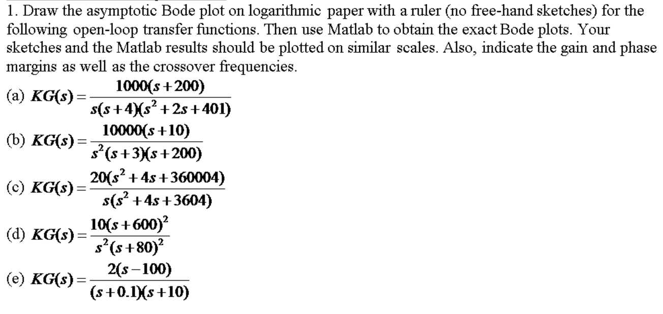 Draw the asymptotic Bode plot on logarithmic paper | Chegg.com
