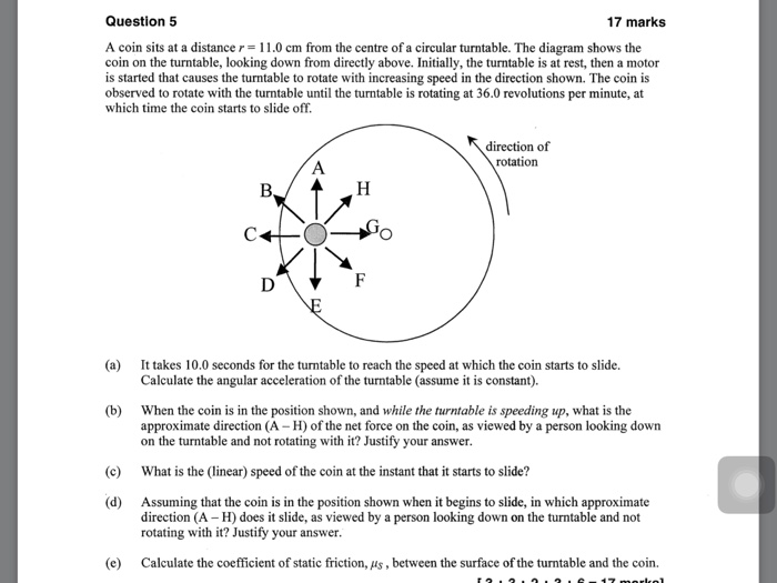Solved A coin sits at a distance r = 11.0 cm from the centre | Chegg.com
