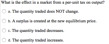 Solved What is the effect in a market from a per-unit tax on | Chegg.com