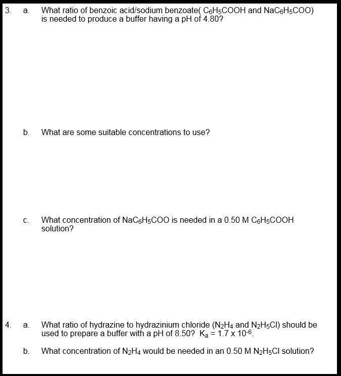 Solved What ratio of benzoic acid/sodium benzoate(C6H5COOH | Chegg.com