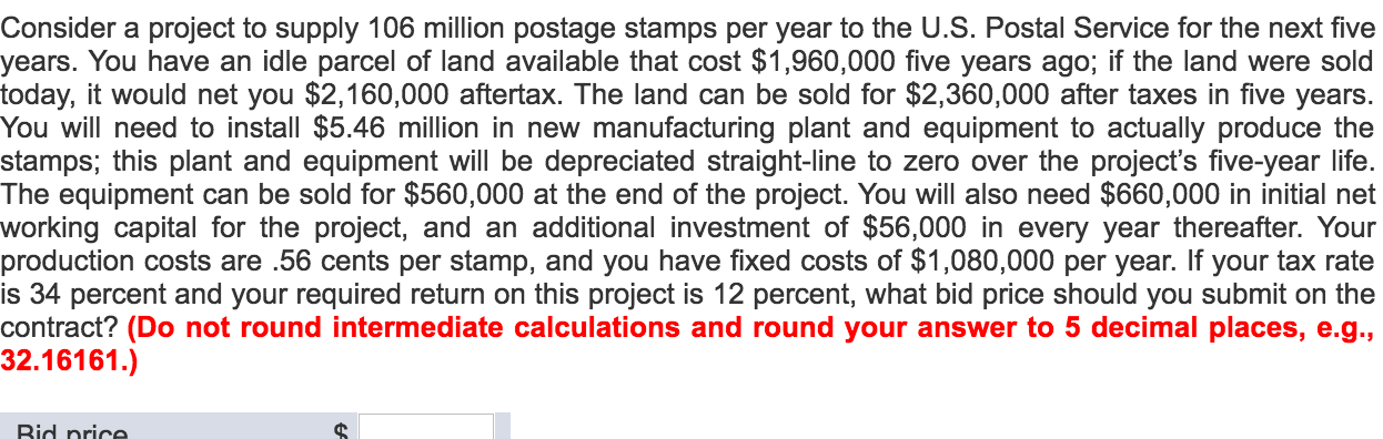 Solved Consider A Project To Supply 106 Million Postage Chegg solved-consider-a-project-to-supply-106-million-postage-chegg