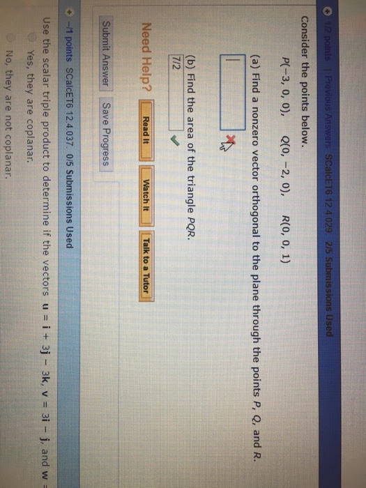 Solved find a nonzero vector orthogonal to the plane through | Chegg.com