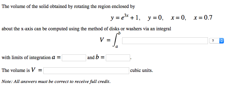Solved The volume of the solid obtained by rotating the | Chegg.com