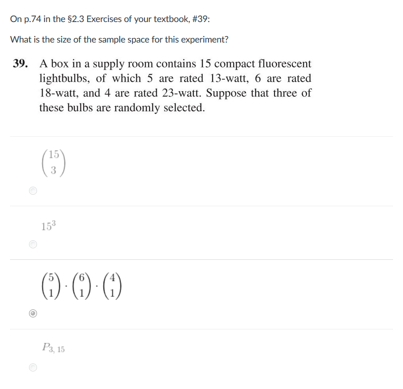 Solved What is the size of the sample space for this | Chegg.com