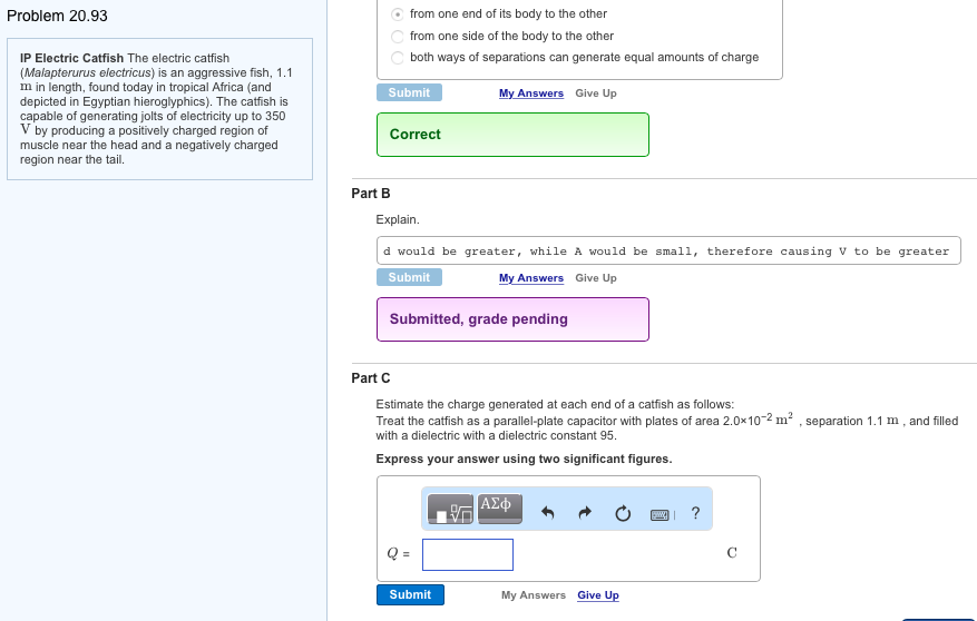 Solved IP Electric Catfish The electric catfish | Chegg.com