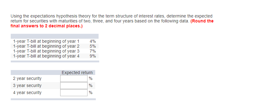 Solved Using the expectations hypothesis theory for the term | Chegg.com