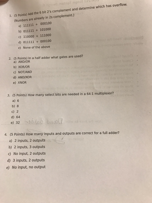 Solved Add the 6 bit 2's complement and determine which has | Chegg.com