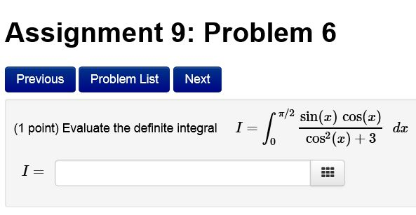 Solved Evaluate the definite integral I = integral pi/2_0 | Chegg.com