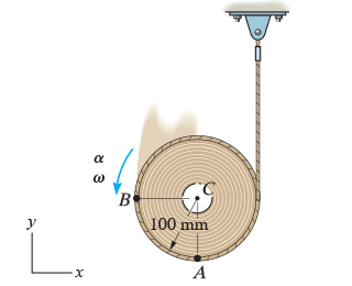 Solved The reel of rope has the angular velocity ? = 3 rad/s | Chegg.com
