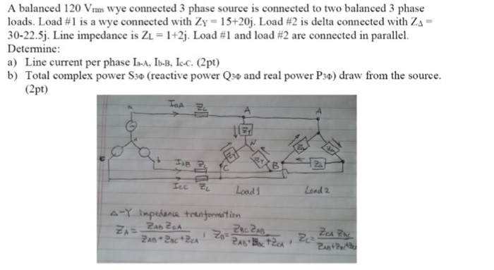 Solved A balanced 120 V_rms wye connected 3 phase source is | Chegg.com