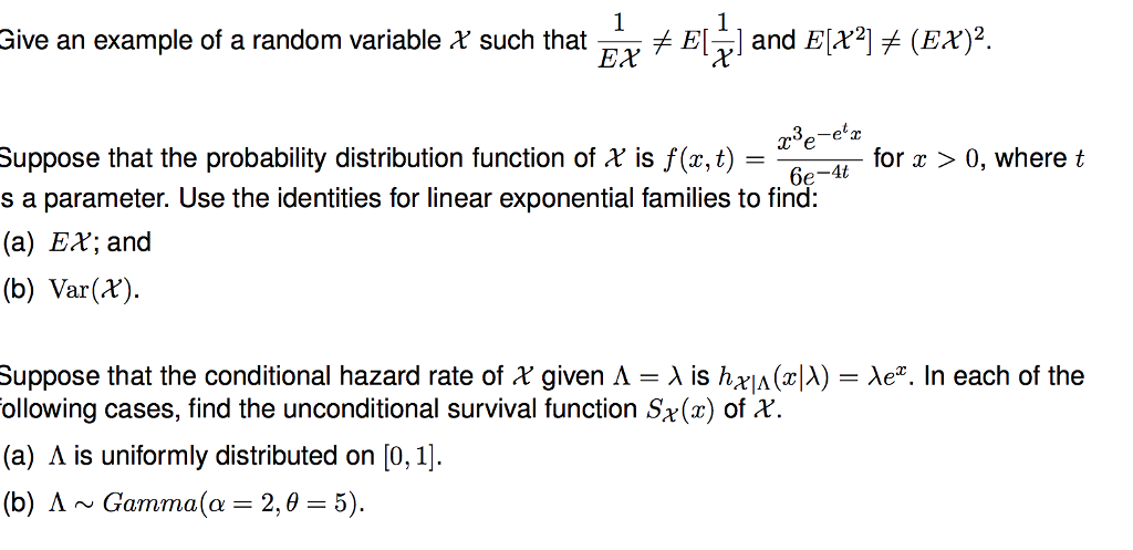 Solved Sive an example of a random variable X such that ERメ, | Chegg.com