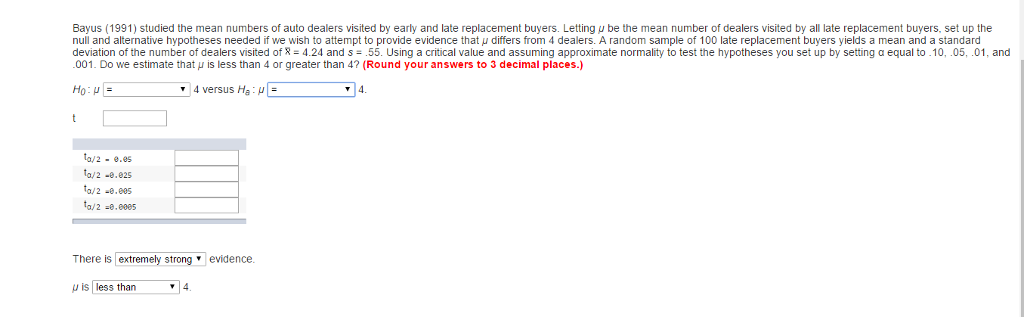 Solved Bayus (1991) studied the mean numbers of auto dealers | Chegg.com
