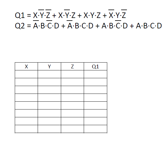 Solved Fill in the truth table for the equations given. Find | Chegg.com