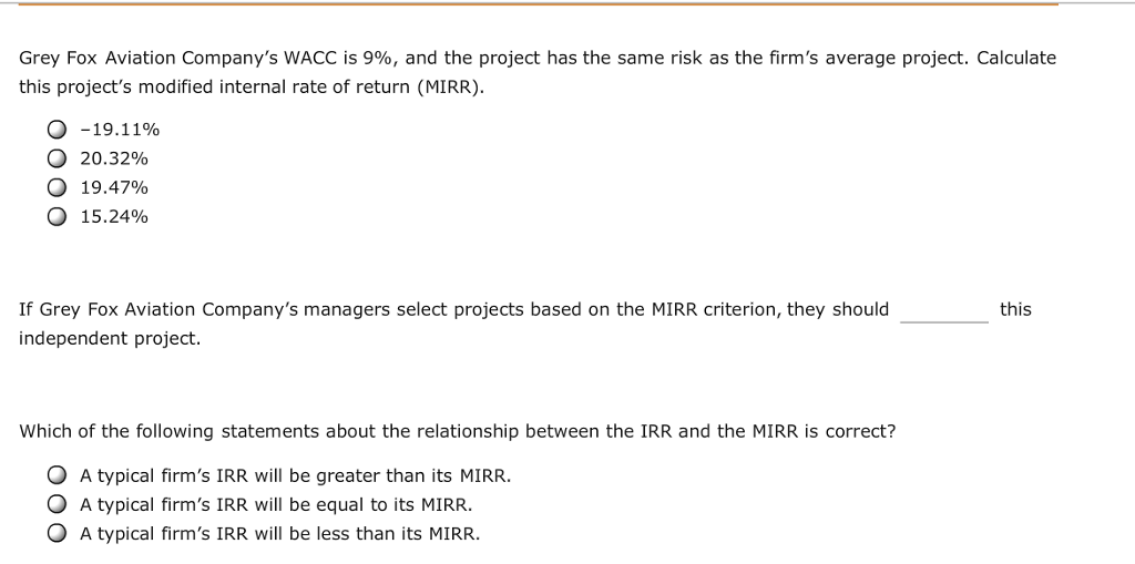 Solved 4 Modified Internal Rate Of Return Mirr Aa Aa The