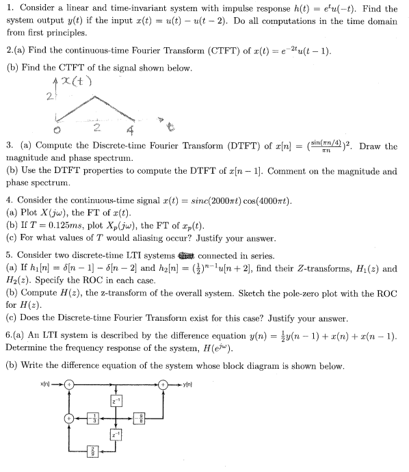 Solved Consider A Linear And Time Invariant System With 