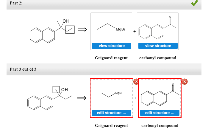 Solved Part 2 Part 3 out of 3 OH OH MgBr view structure view | Chegg.com