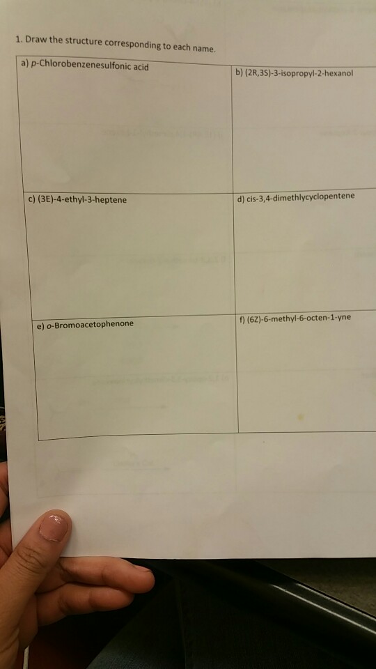 Solved draw the structure corresponding to each name. | Chegg.com